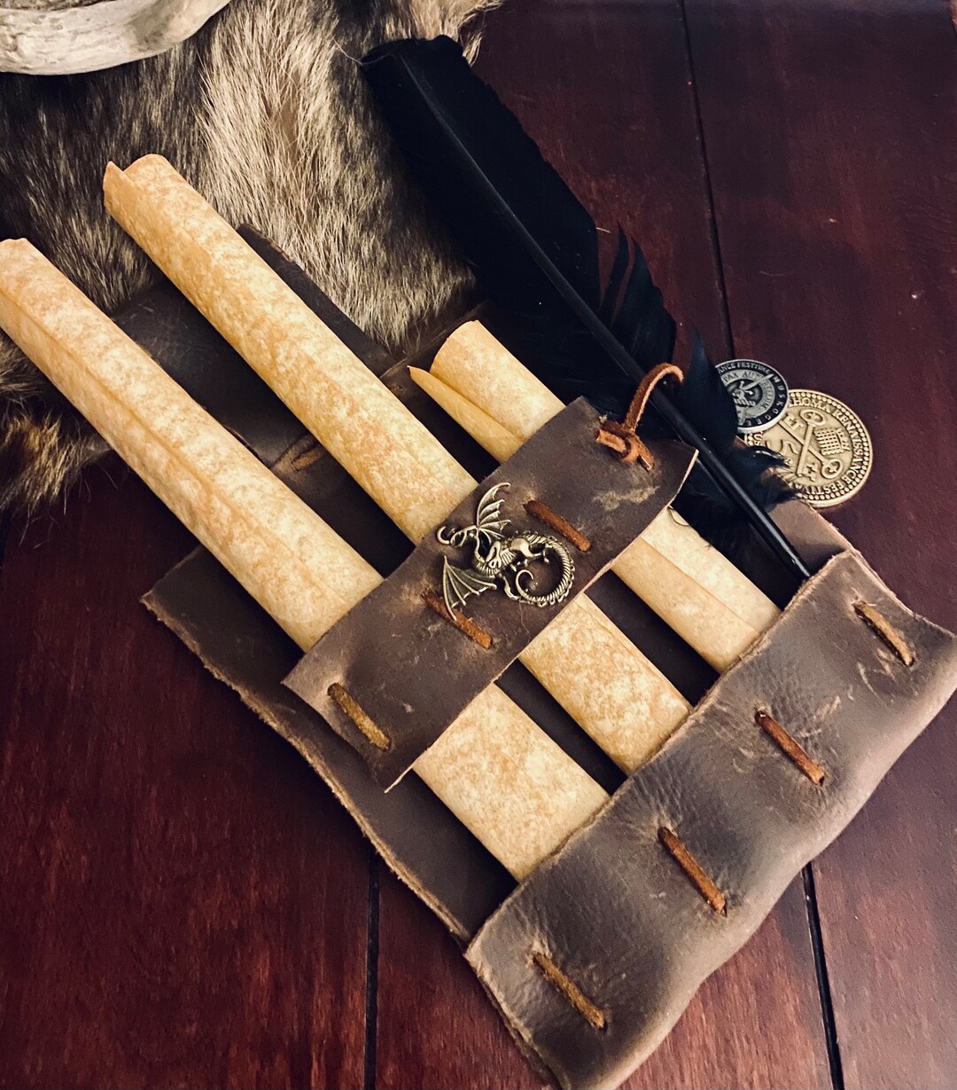 Made to Order-handcrafted Leather Scroll Holster With Scrolls/feather ...