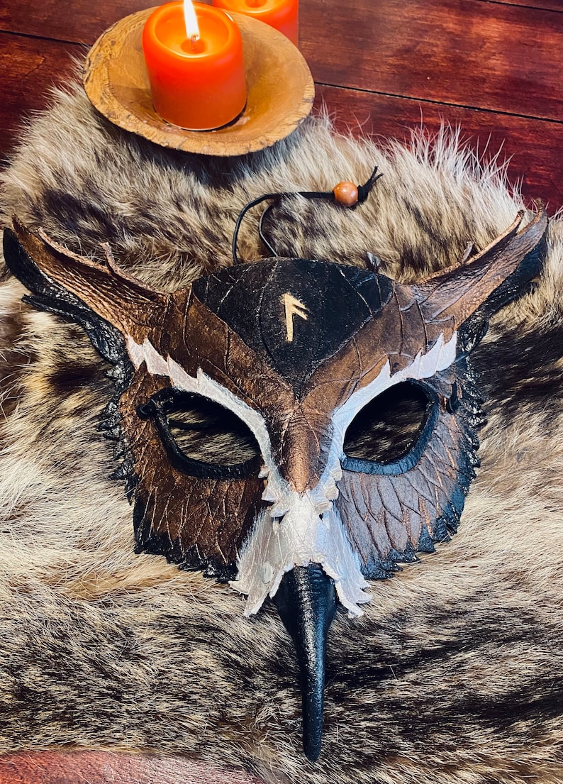 MADE TO Order-viking Witch Leather Owl Mask | the Wisdom Animal | Elder ...