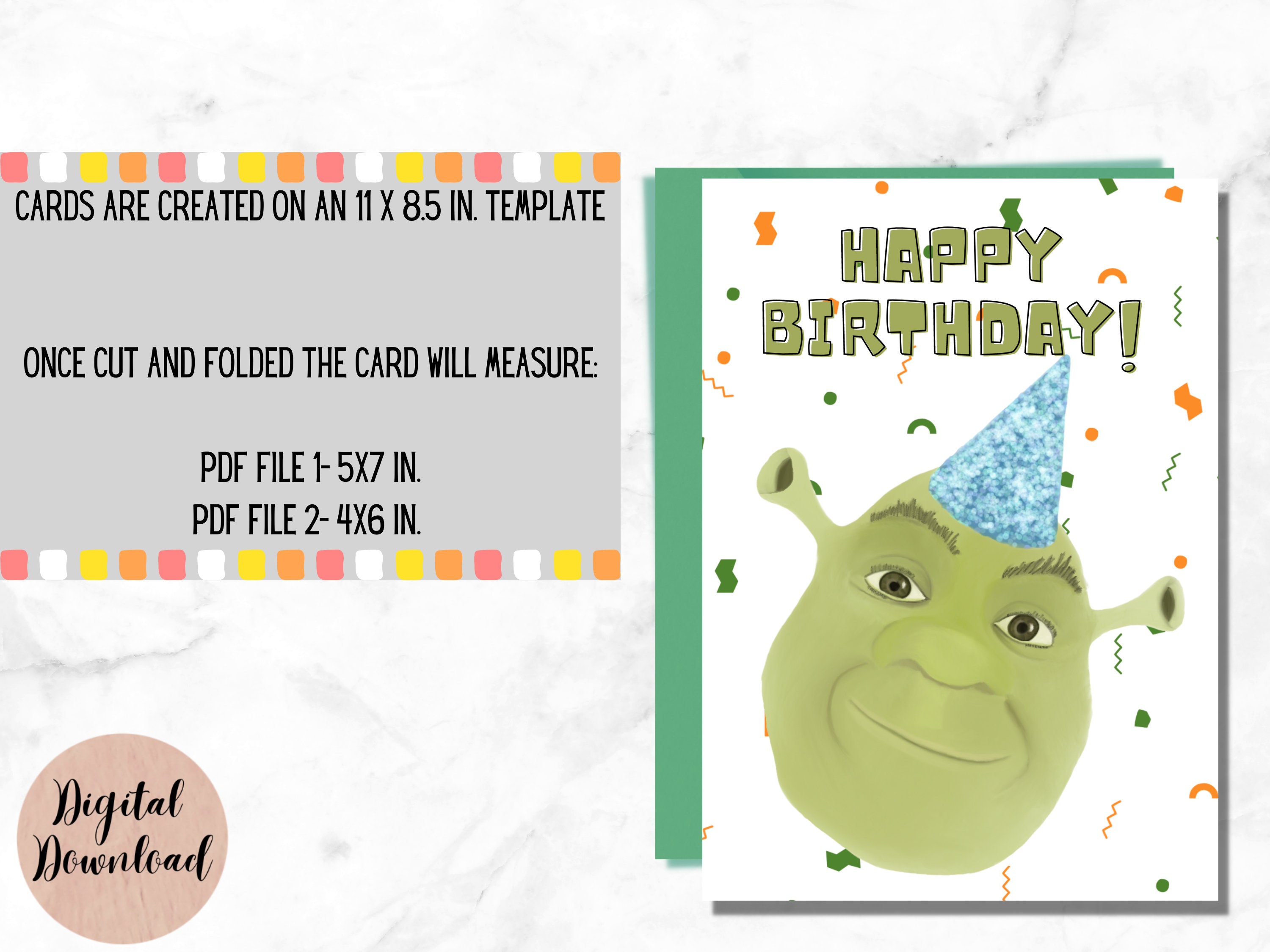 Shrek Birthday Card Shrek Card Shrek Printable Card Kids - Etsy