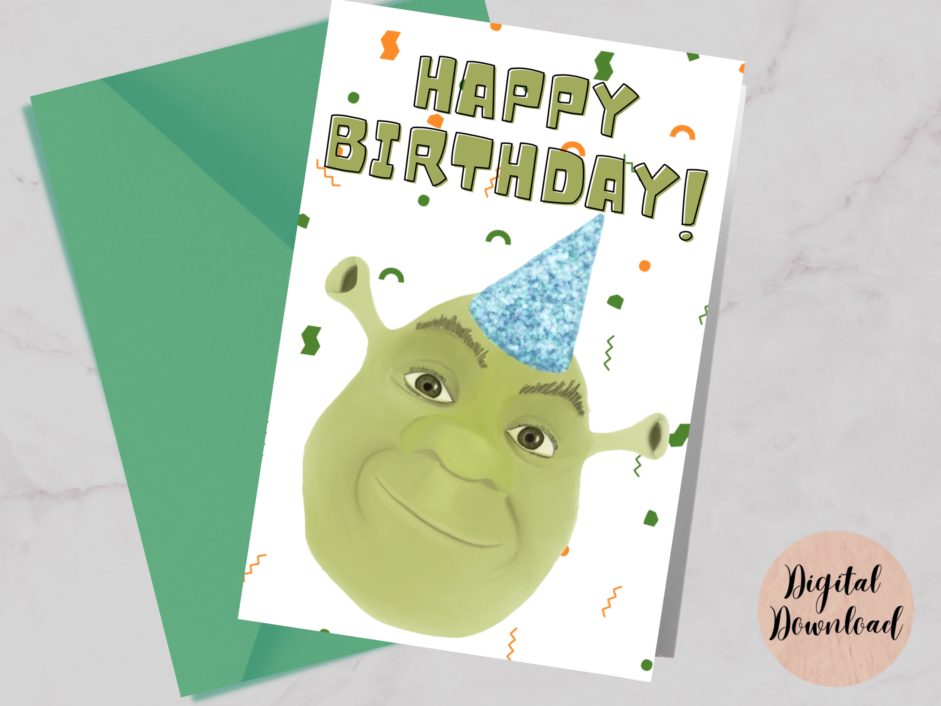 Shrek Birthday Card Shrek Card Shrek Printable Card Kids - Etsy