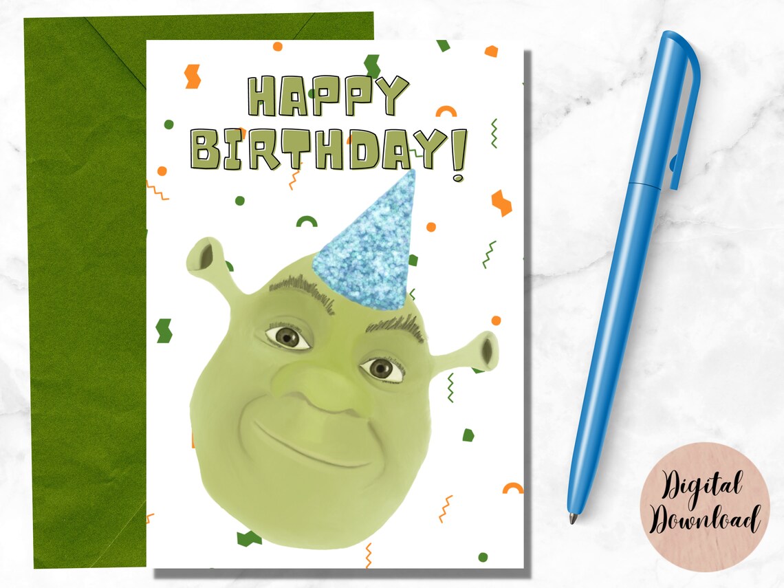 Shrek Birthday Card Shrek Card Shrek Printable Card Kids - Etsy