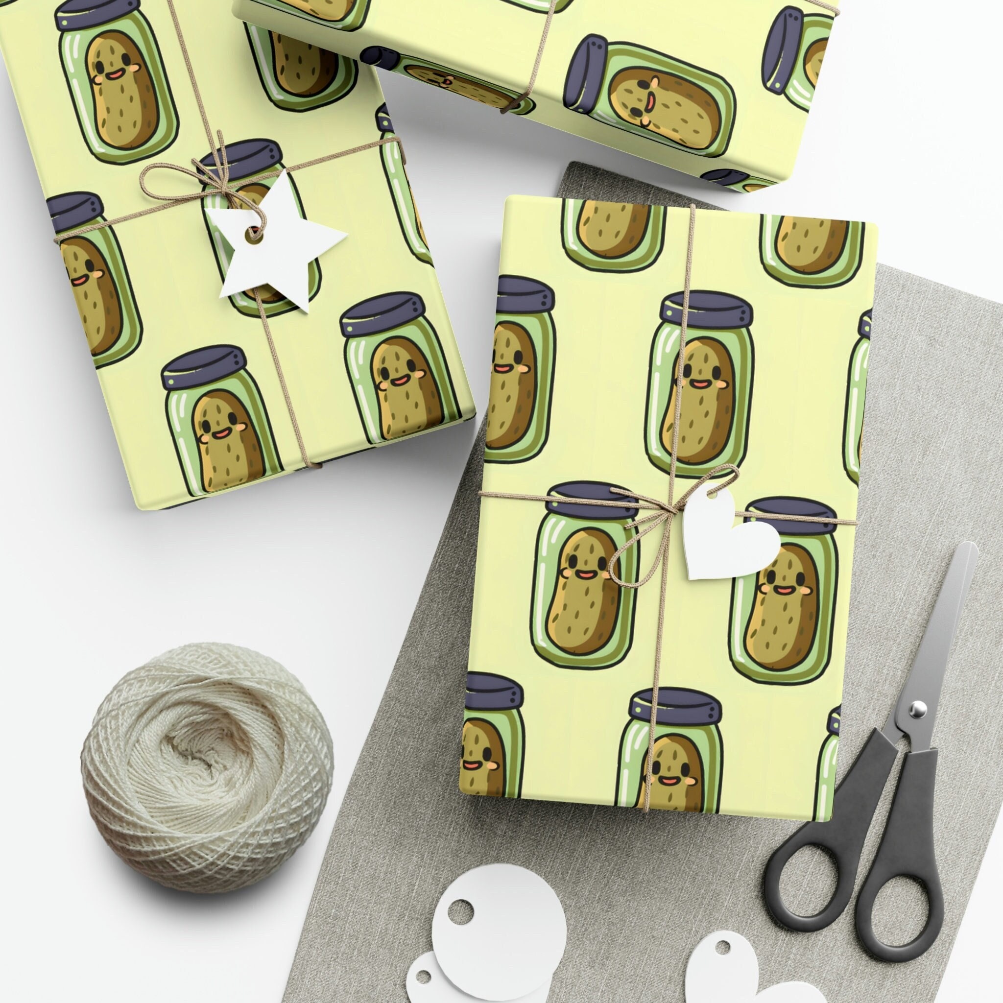 Kawaii Pickle Gift Wrap, Pickle Wrapping Paper, Pickle Lover, Funny ...