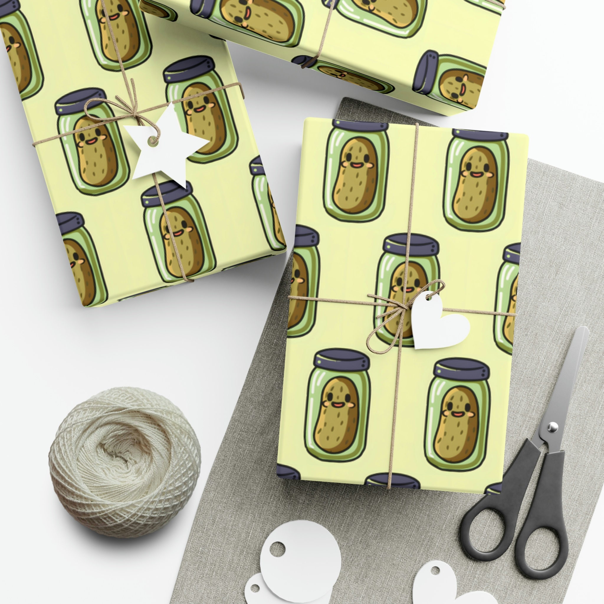 Kawaii Pickle Gift Wrap, Pickle Wrapping Paper, Pickle Lover, Funny ...