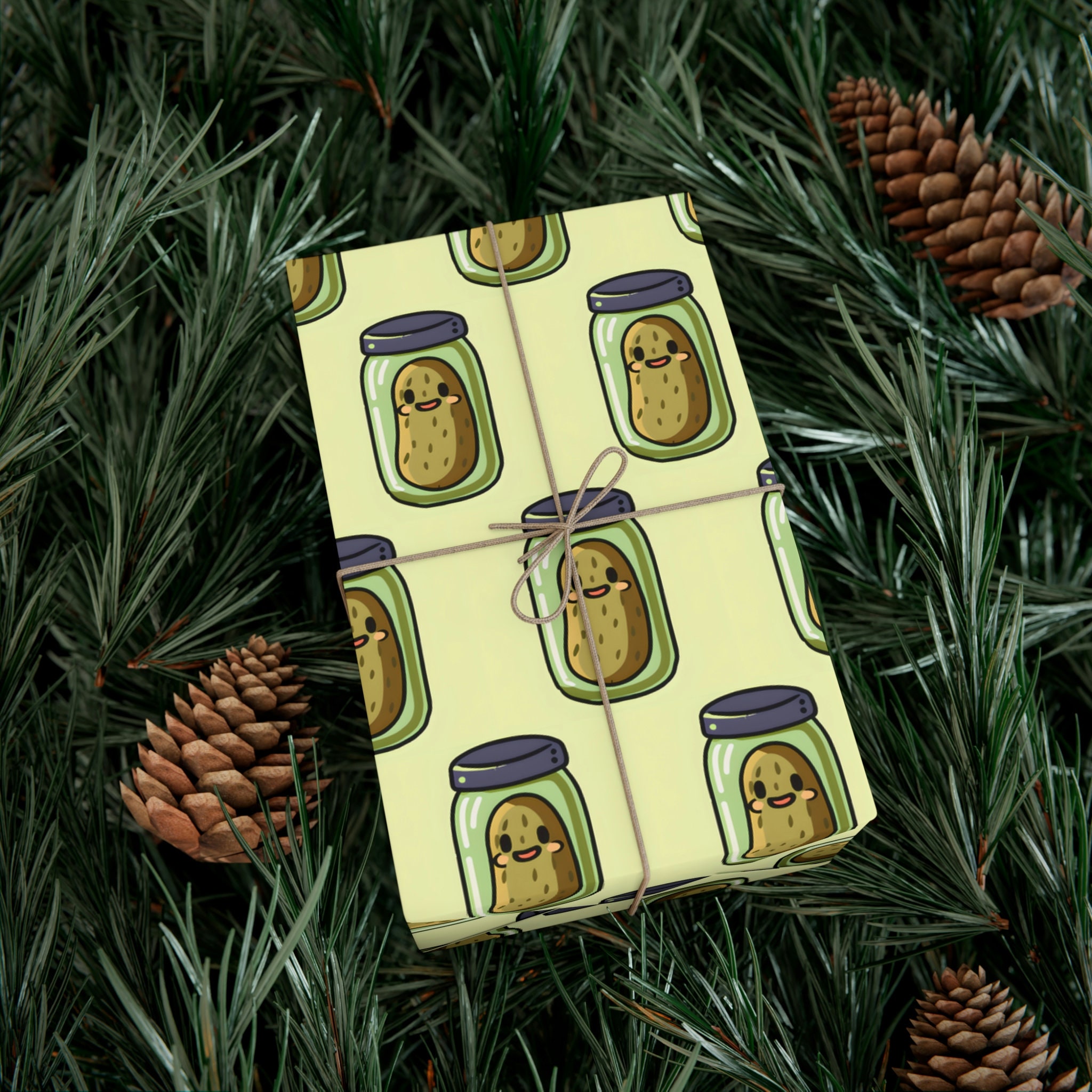 Kawaii Pickle Gift Wrap, Pickle Wrapping Paper, Pickle Lover, Funny ...