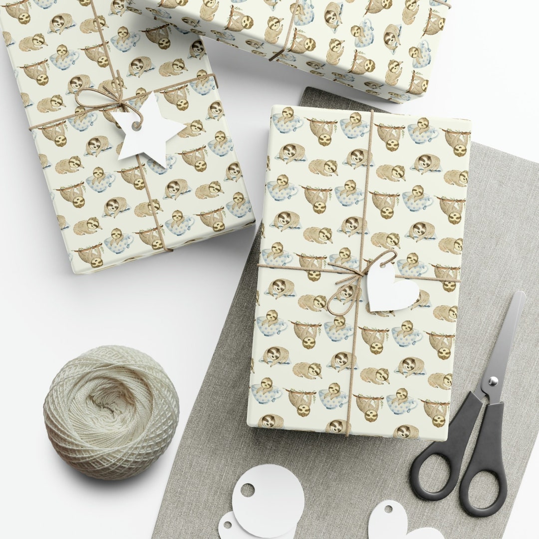 Cute Sloth Gift Wrap, Sloth Wrapping Paper, Sloth Wrap, Cute Gift Wrap ...