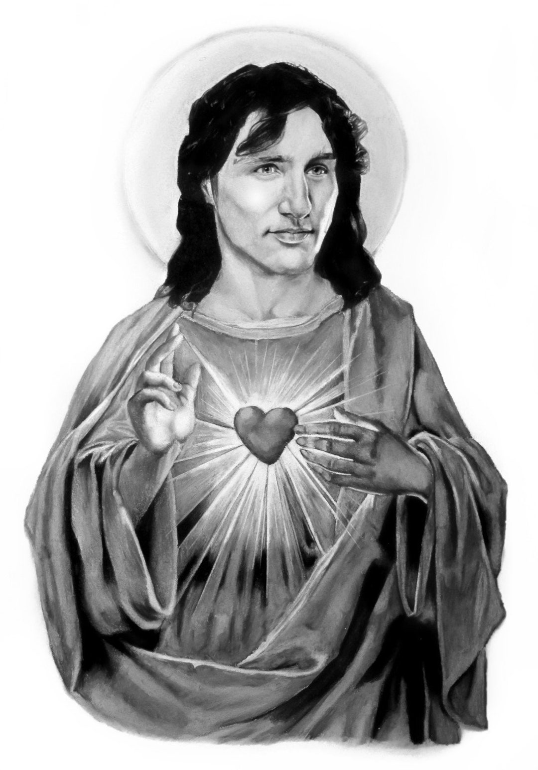Giclée Art Print the Sacred Heart of Bureaucracy, Justin Trudeau ...