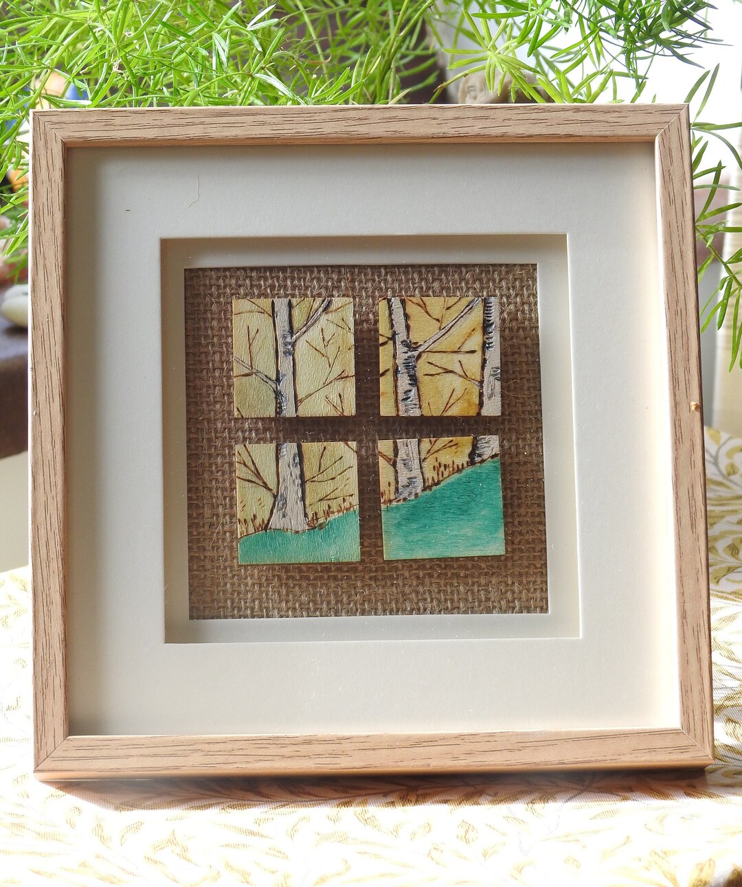 Framed Pyrography Birch Trees - Etsy