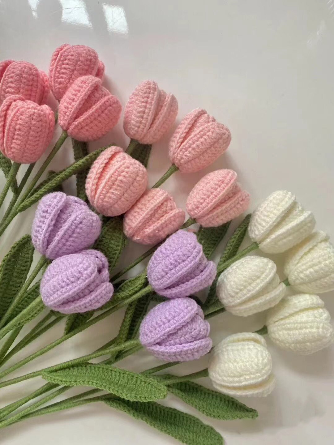 Crochet Flower Tulip,multicolor Tulip,flower Multi-color,handmade Tulip ...