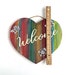 Welcome Heart Sign Wall Decor, Hand Painted Wooden Heart Shaped Wall ...