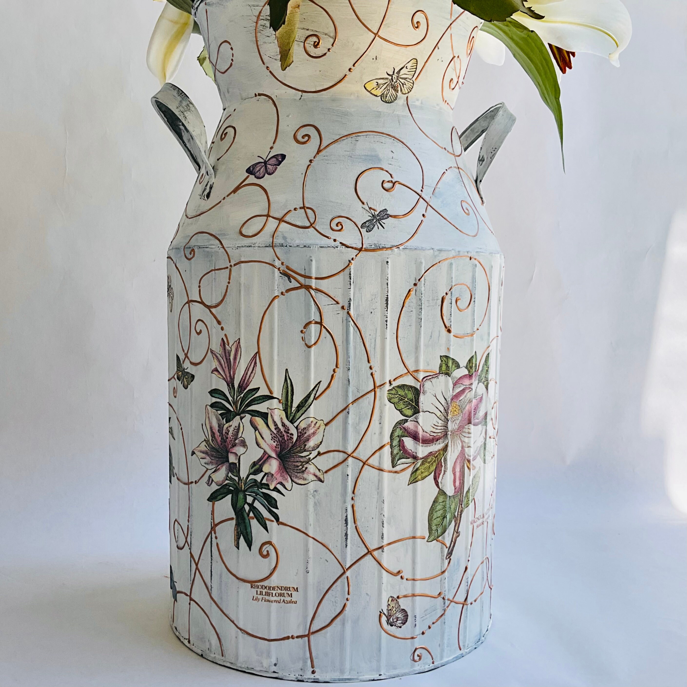 Large Metal Churn Vintage Style Floral Decor Farmhouse - Etsy