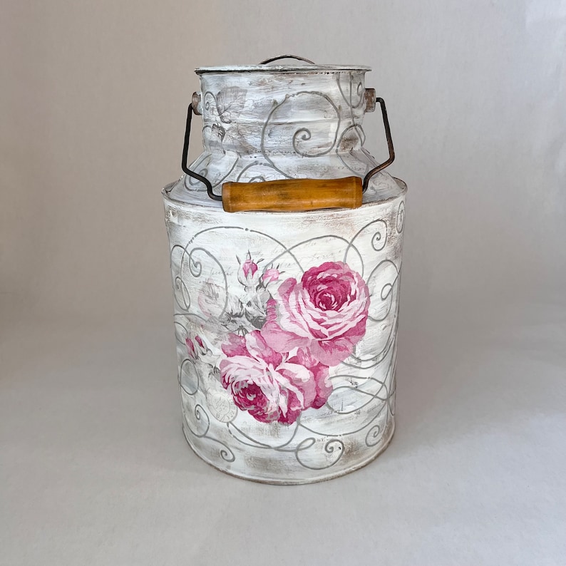 Large Vintage Restored Metal Milk Can Vintage Restored Outdoor Flower ...