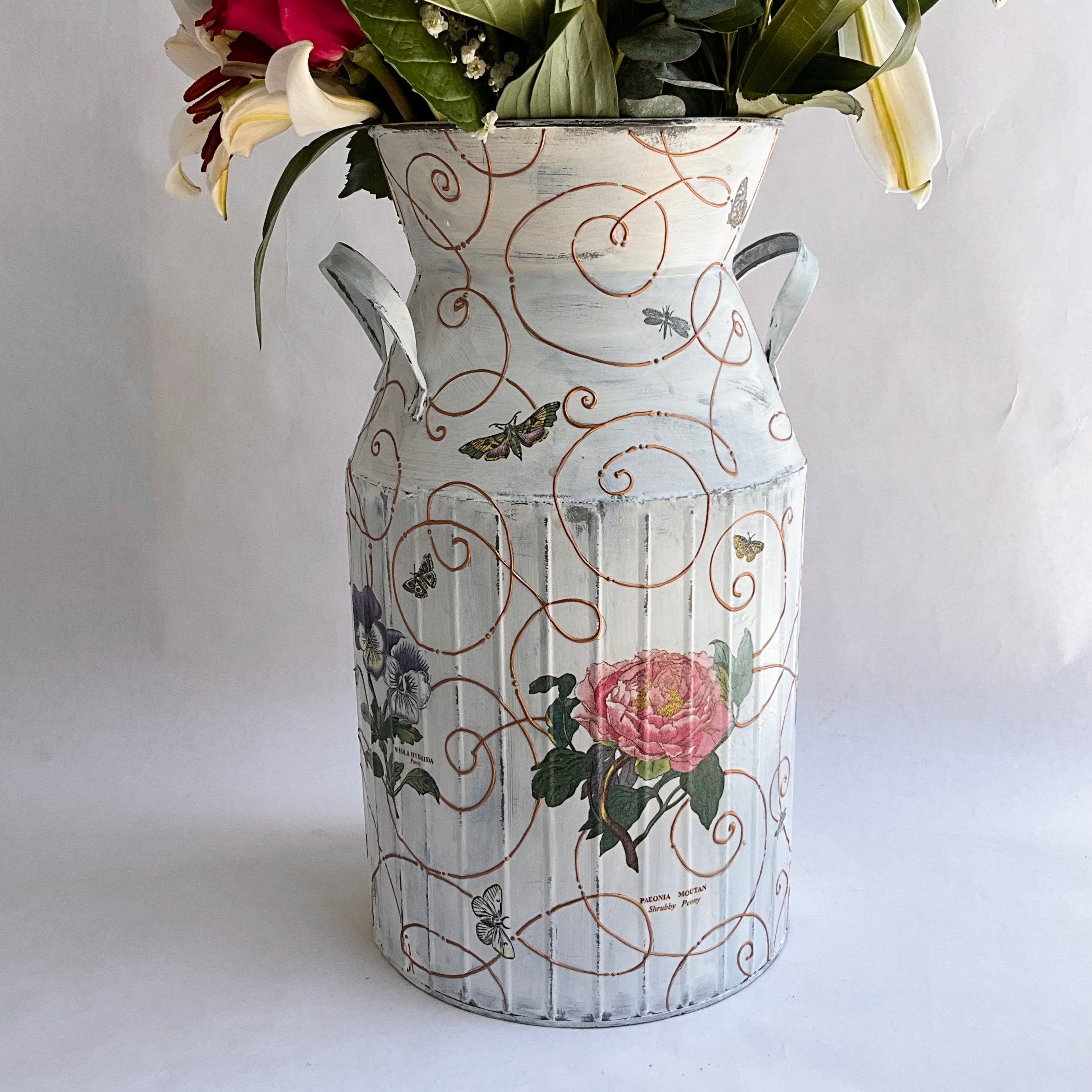 Large Metal Churn Vintage Style Floral Decor Farmhouse - Etsy