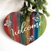 Welcome Heart Sign Wall Decor, Hand Painted Wooden Heart Shaped Wall ...