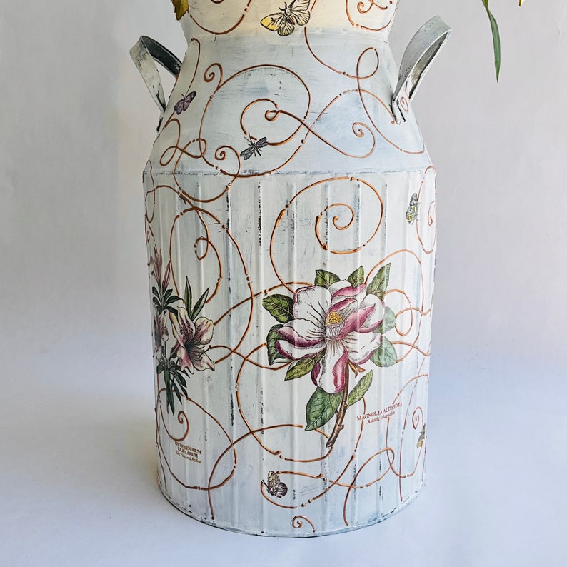 Large Metal Churn Vintage Style Floral Decor Farmhouse - Etsy