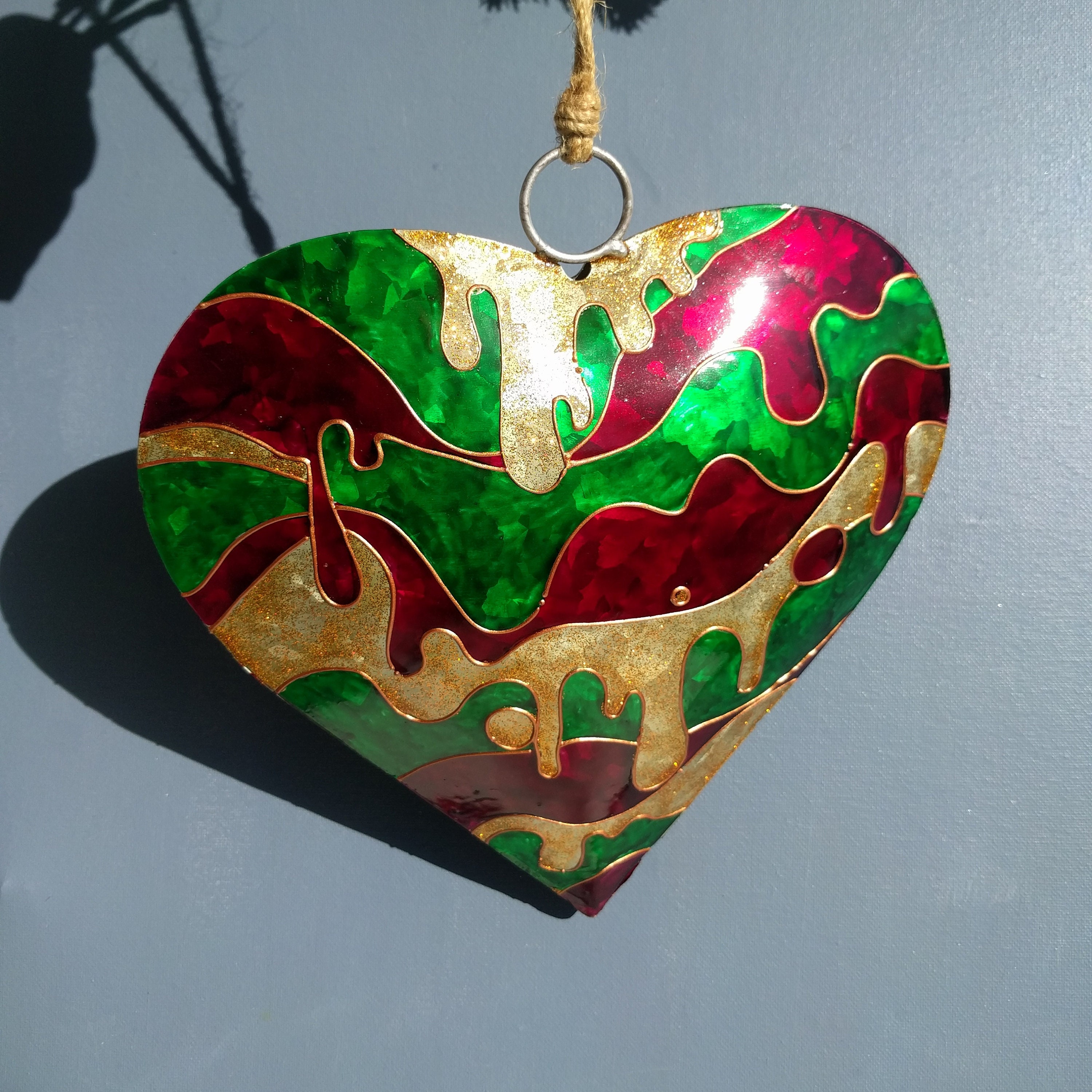 Christmas Metal Heart-shaped Outdoor Ornament, Xmas 9in Luxury Hanging ...