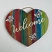 Welcome Heart Sign Wall Decor, Hand Painted Wooden Heart Shaped Wall ...