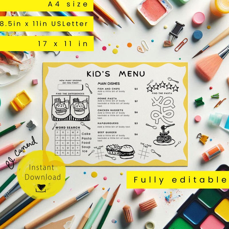 Menu Template Page - Etsy UK