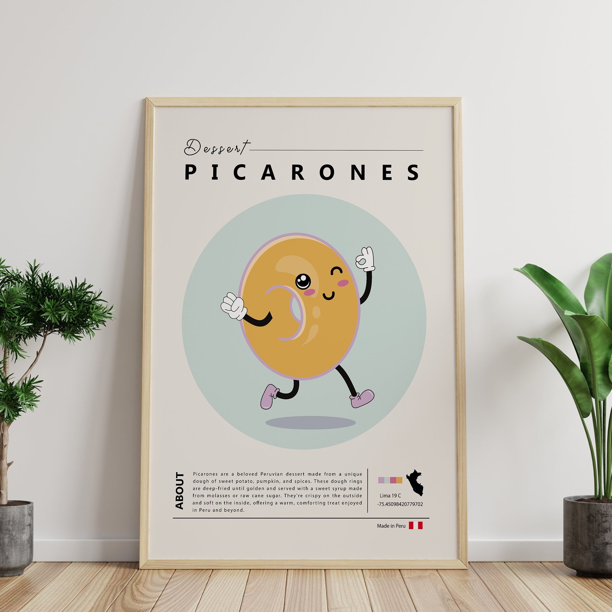 Peru Wall Art Picarones Cartoon Peruvian Sweet Potato Donuts Deco ...