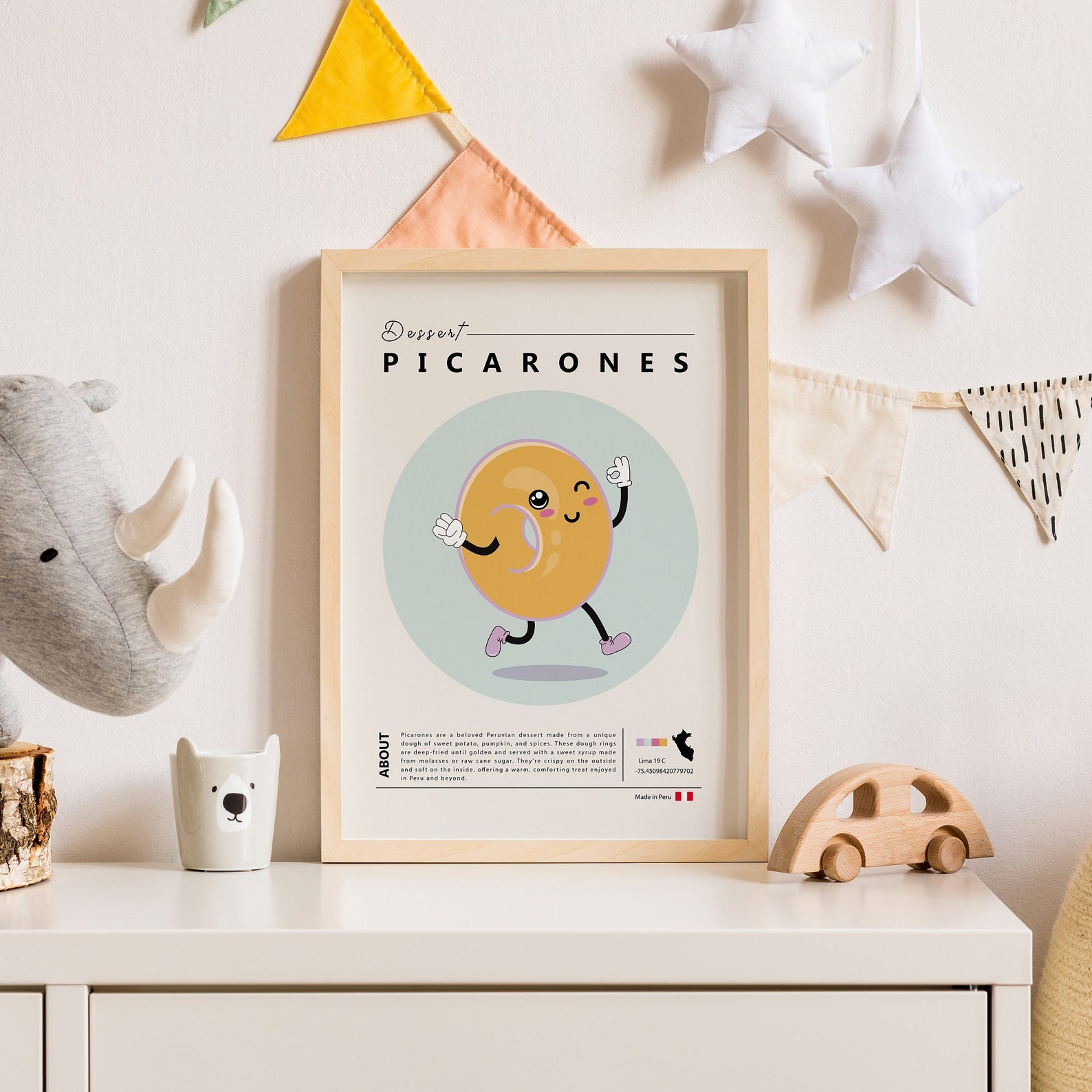 Peru Wall Art Picarones Cartoon Peruvian Sweet Potato Donuts Deco ...