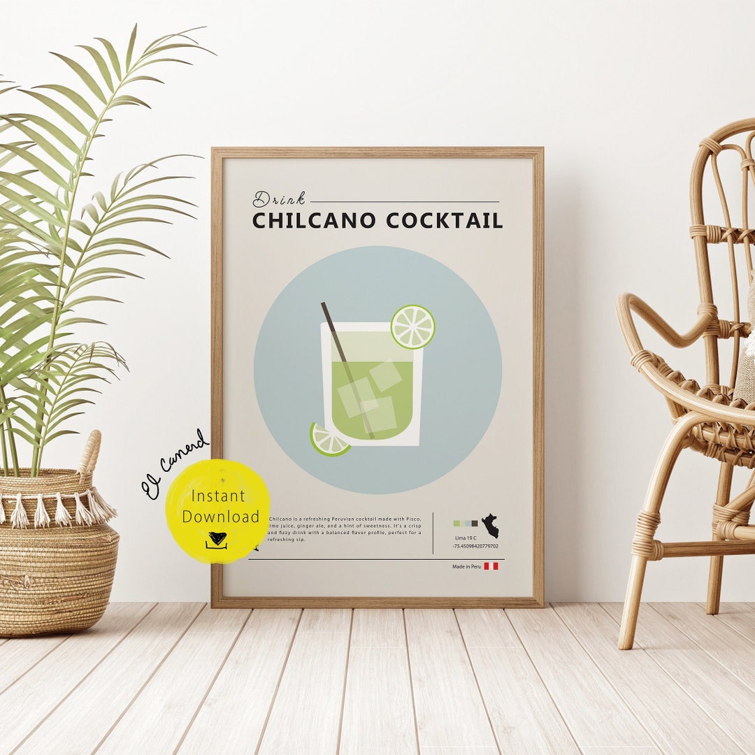 Chilcano Cocktail Peru Wall Art Trendy Funky Retro Peruvian Prints for ...