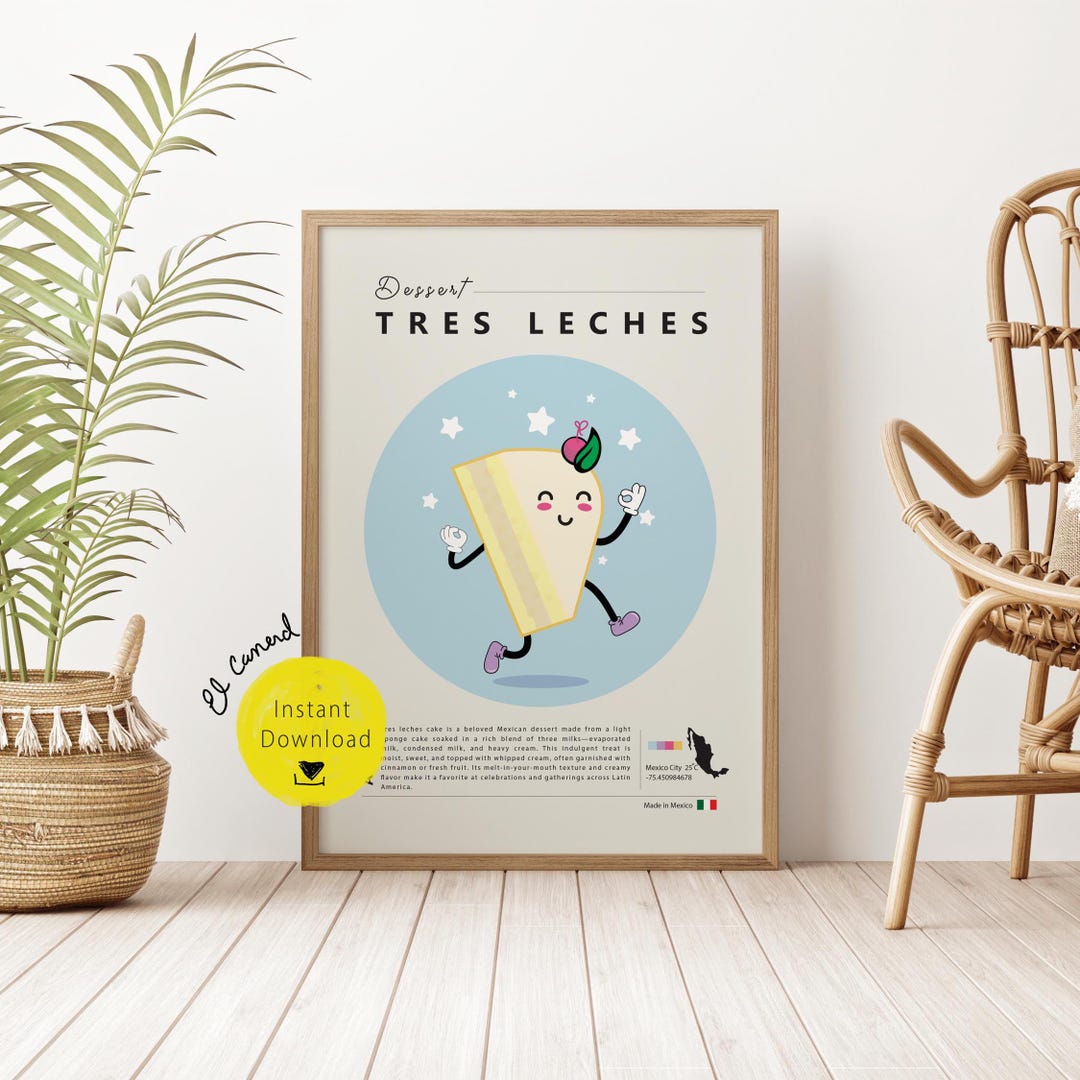 Tres Leches Wall Art Trendy Funky Retro Cake Three Milks Prints ...
