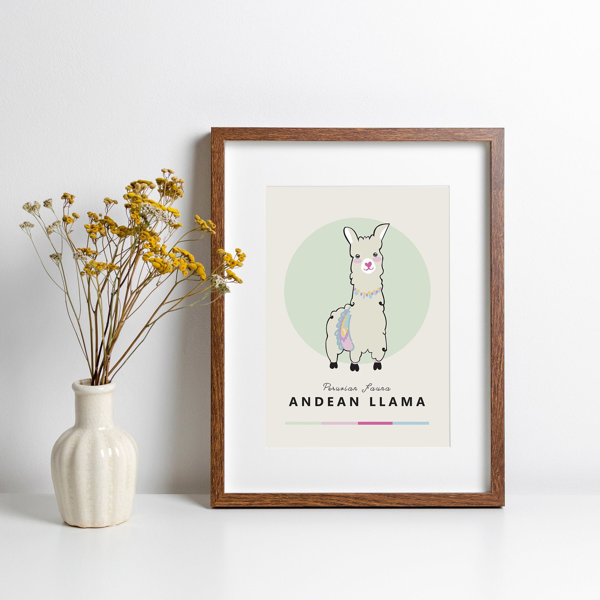 Llama Print Peruvian Andean Nursery Poster Cartoon Prints Decor Peru ...