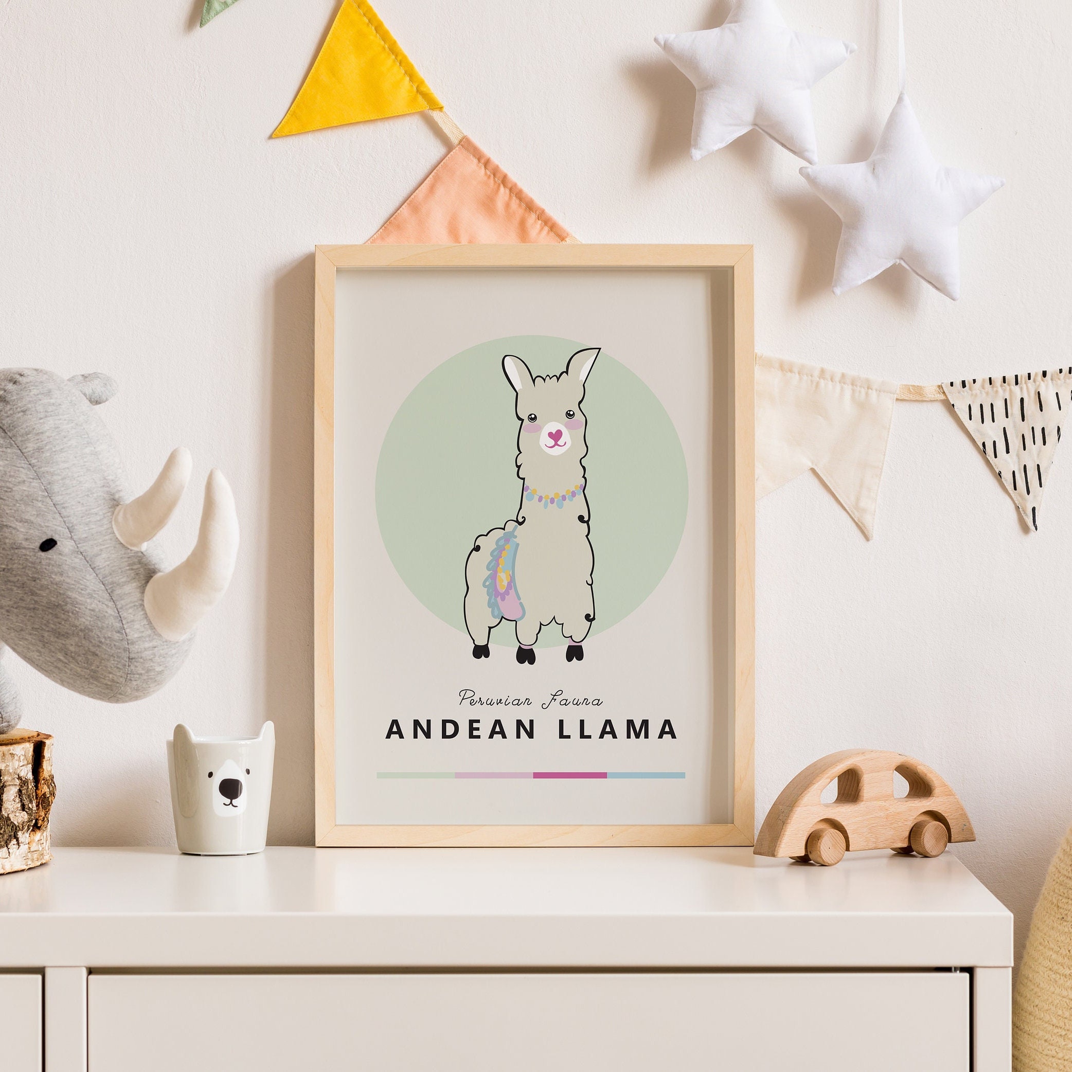 Llama Print Peruvian Andean Nursery Poster Cartoon Prints Decor Peru ...