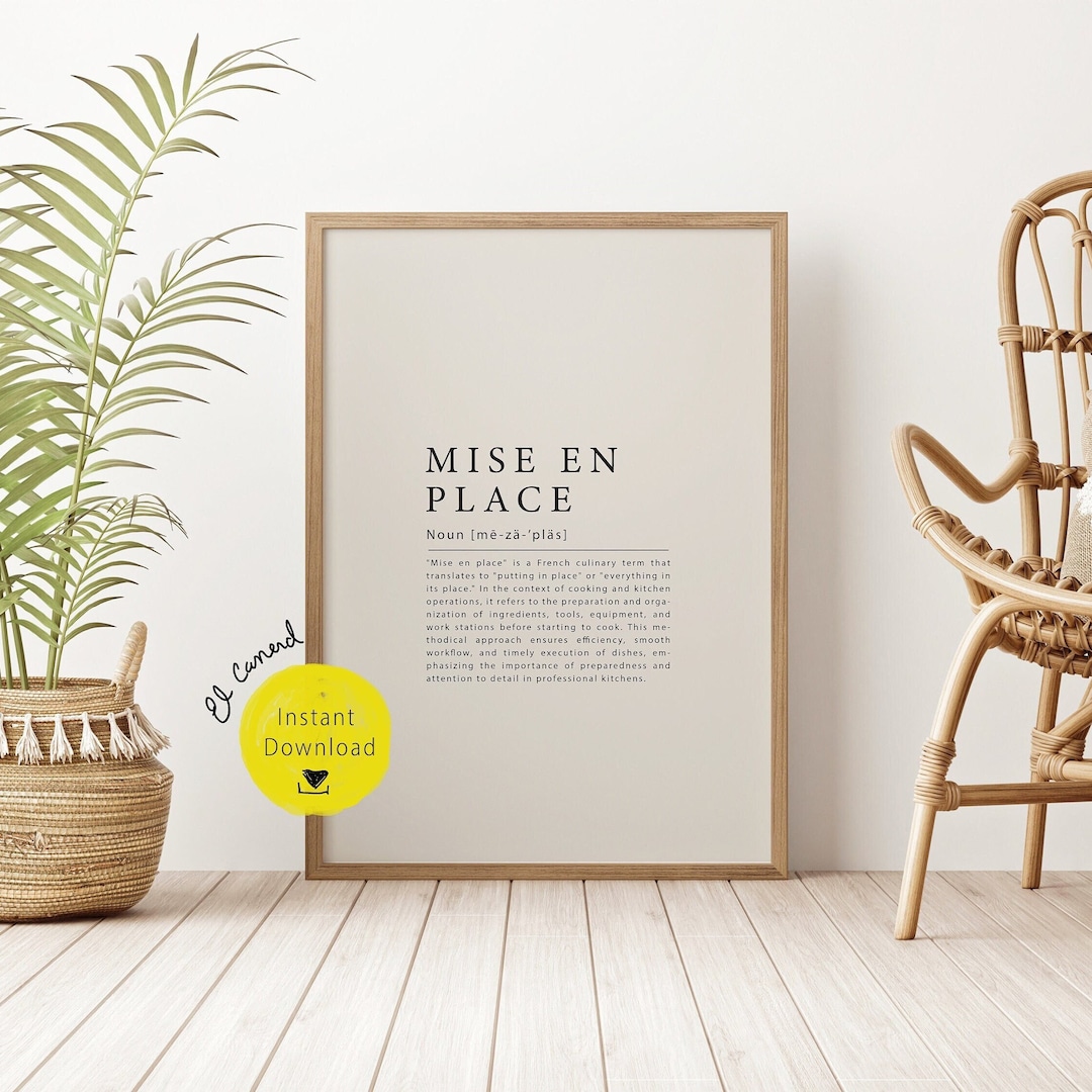 Mise En Place Definition Print Minimalist Kitchen Decor Digital Deco ...
