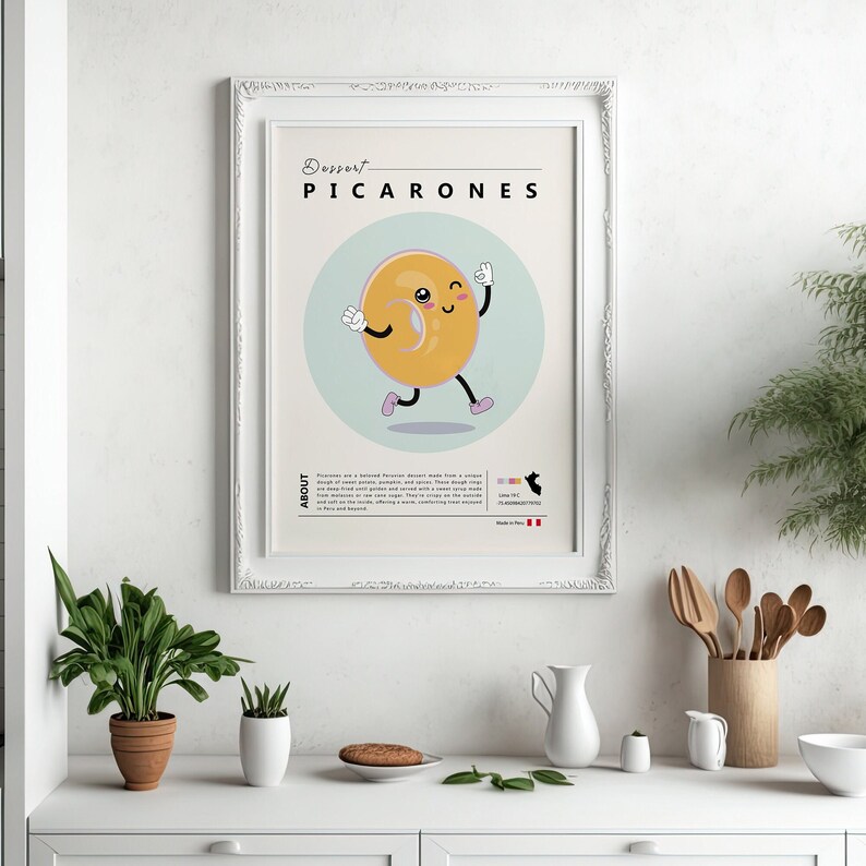 Peru Wall Art Picarones Cartoon Peruvian Sweet Potato Donuts Deco ...