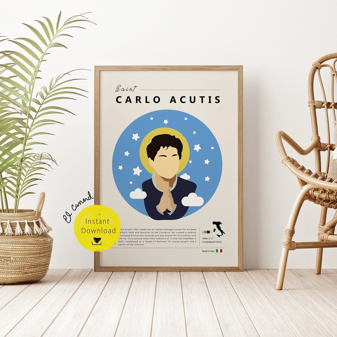 Carlo Acutis Wall Art Italian Print Catholic Pop Decor St Religious ...