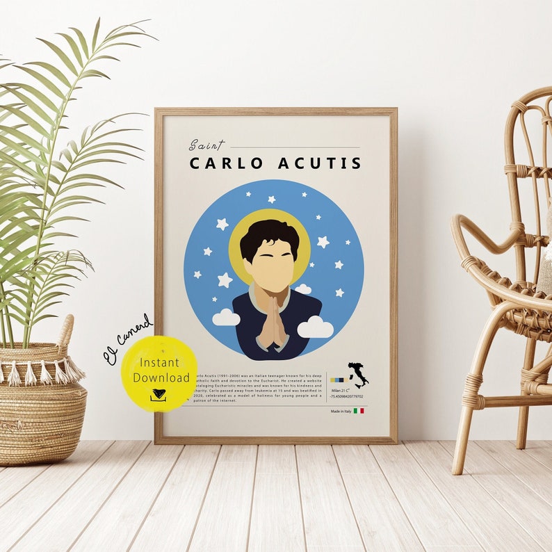 Carlo Acutis Wall Art Italian Print Catholic Pop Decor St Religious ...