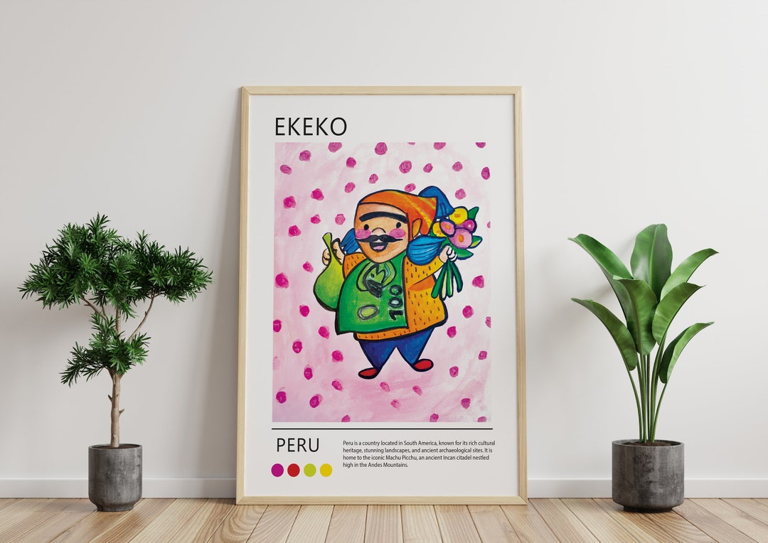 Peru Wall Art Ekeko Personalized Name, Peruvian Poster Watercolor Gift ...
