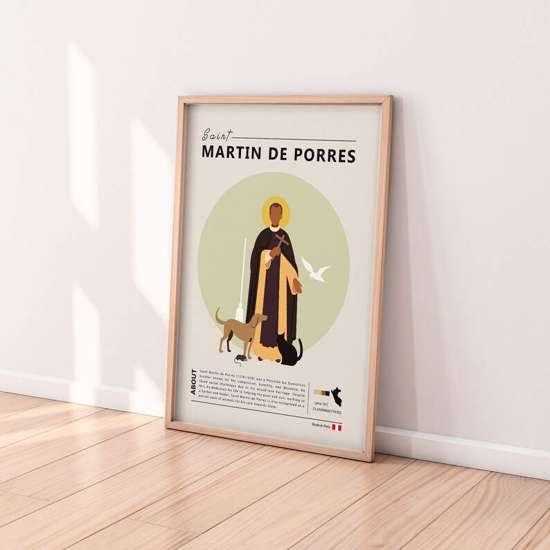 San Martin De Porres Poster Catholic Peruvian Saint Decor Peru ...
