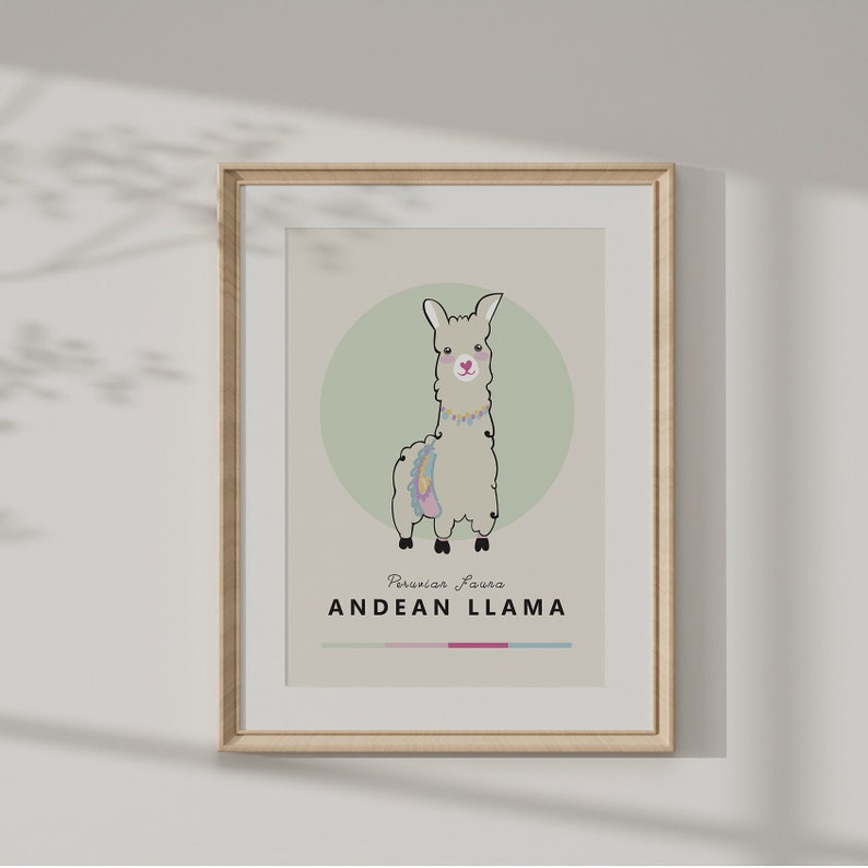 Llama Print Peruvian Andean Nursery Poster Cartoon Prints Decor Peru ...