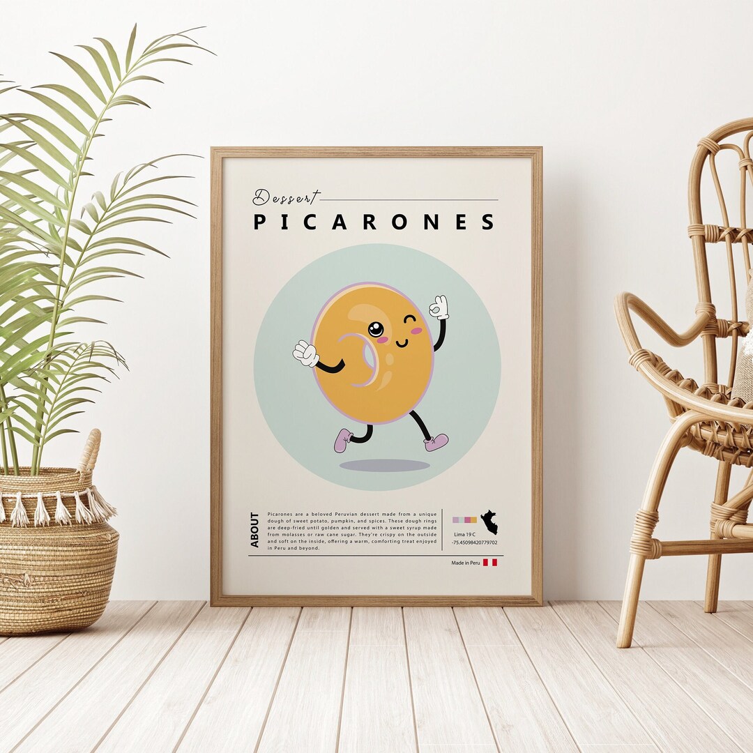 Peru Wall Art Picarones Cartoon Peruvian Sweet Potato Donuts Deco ...