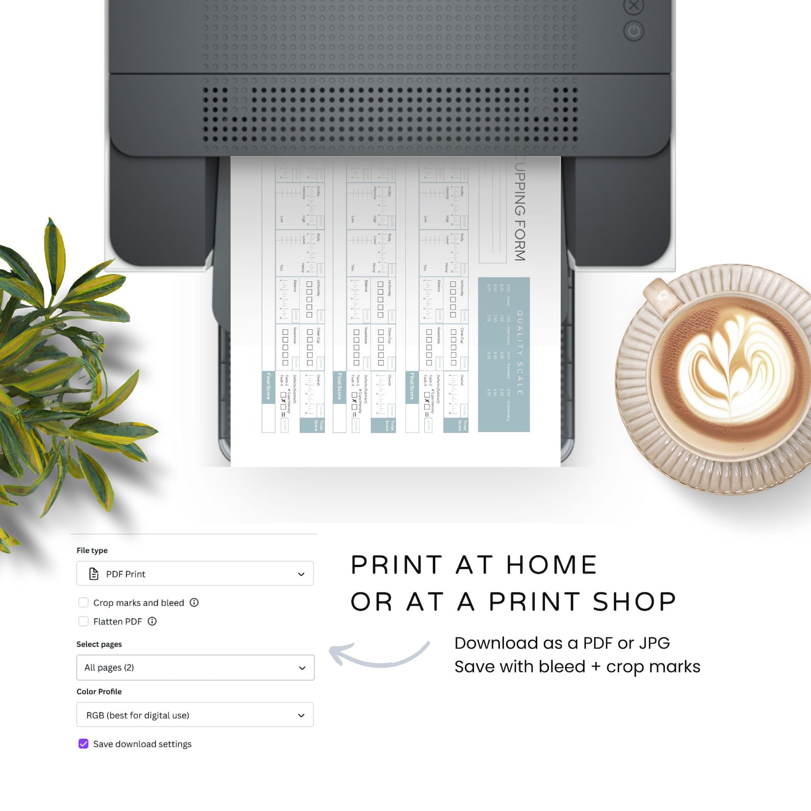 Specialty Coffee Cupping Form Printable Tasting Note Scaa Form Pdf Jpg ...