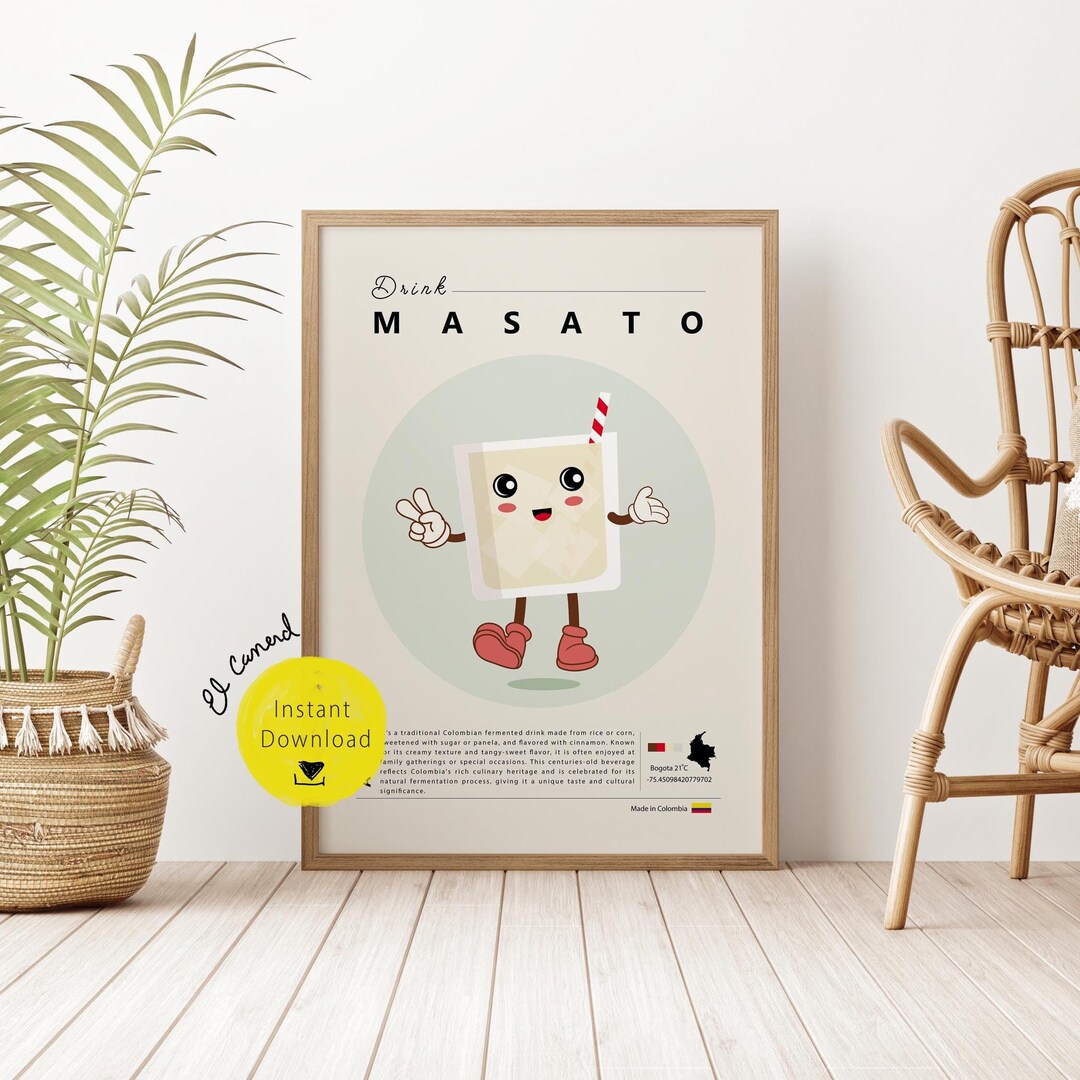 Masato Drink Print Colombian Poster Cartoon Prints Decor Prints Deco ...