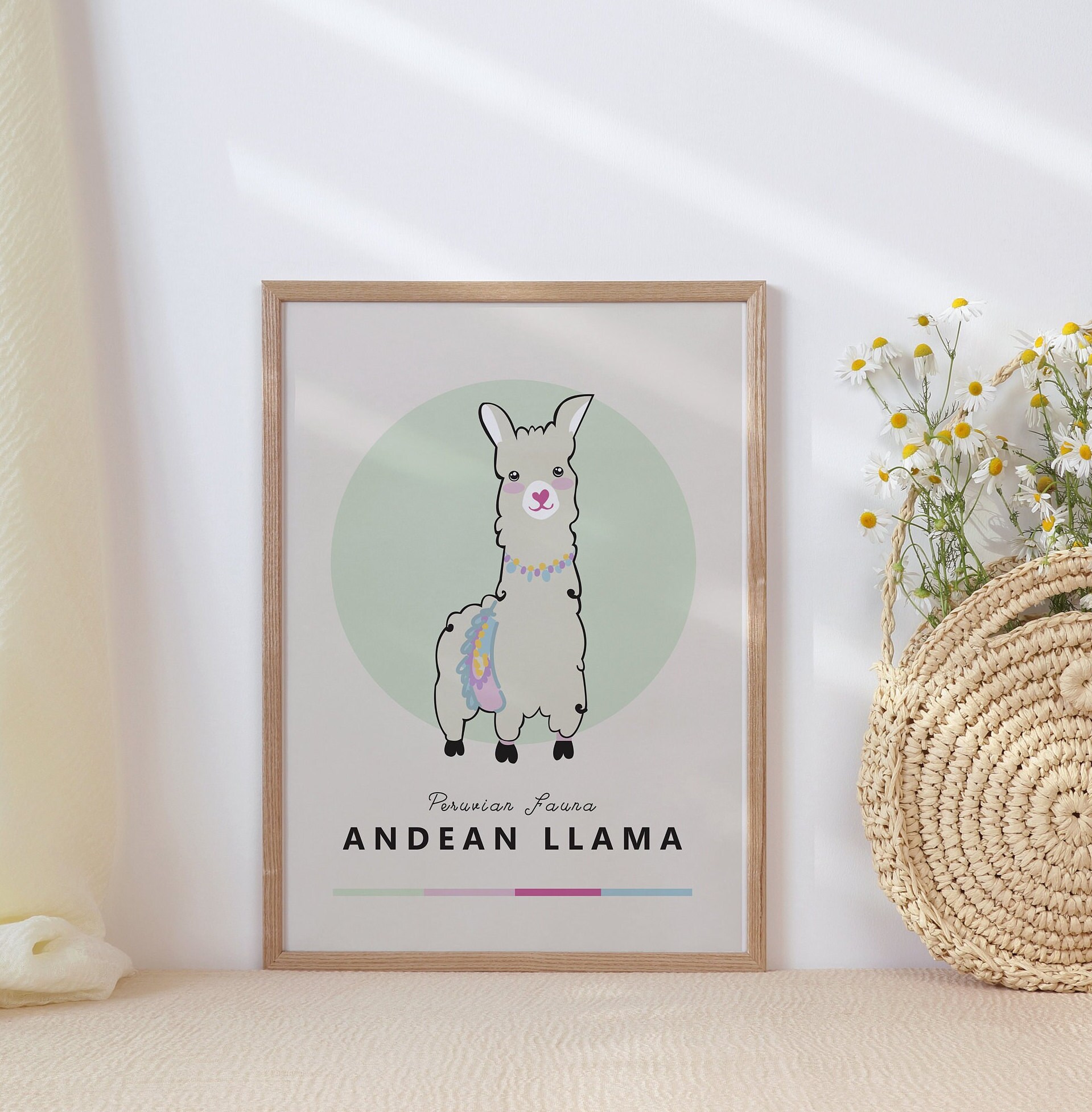 Llama Print Peruvian Andean Nursery Poster Cartoon Prints Decor Peru ...