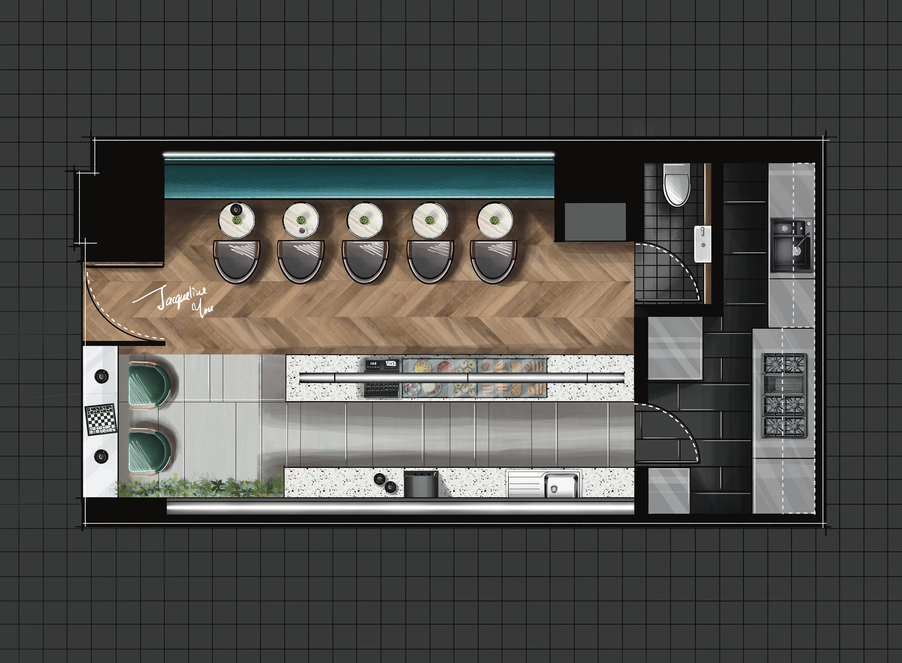 Digital Visual, 2D Furniture Layout, Space Planning, Digital Hand ...