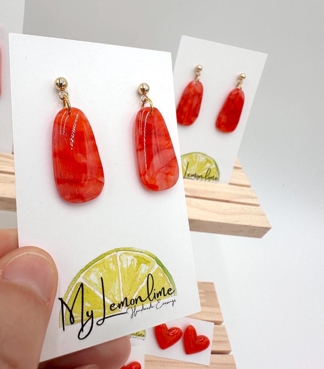 Translucent Blood Orange*•. Polymer Clay Dangles - Etsy