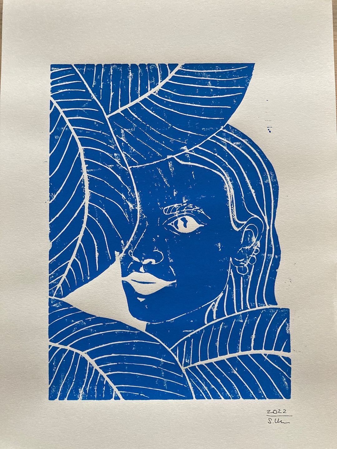 Linocut Beautiful Woman A3 - Etsy