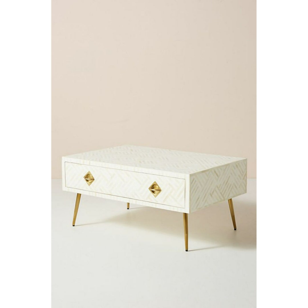 Handmade Bone Inlay Table Optical Inlay Coffee Table White - Etsy