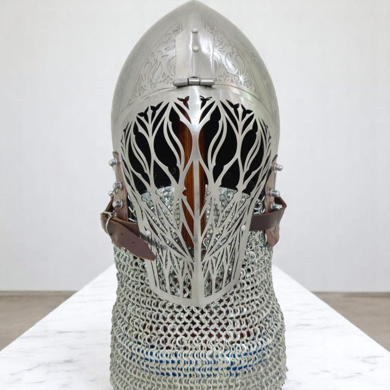 Medieval Chainmail Steel Helmet – Closed Face Crusader Armor – Knight ...