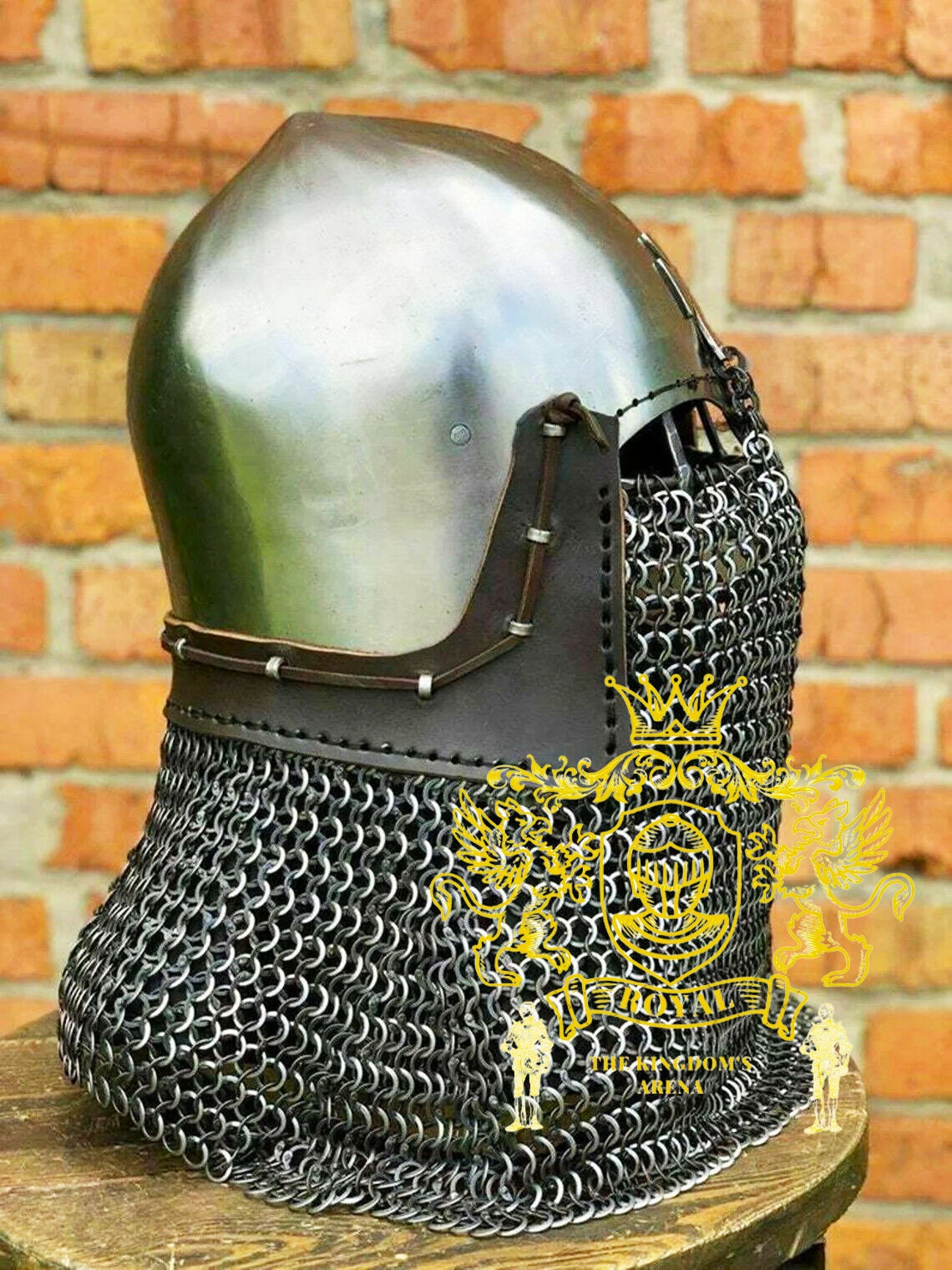 Medieval Bascinet Hounskell Helmet 14th Century Chain Mail Steel Knight ...