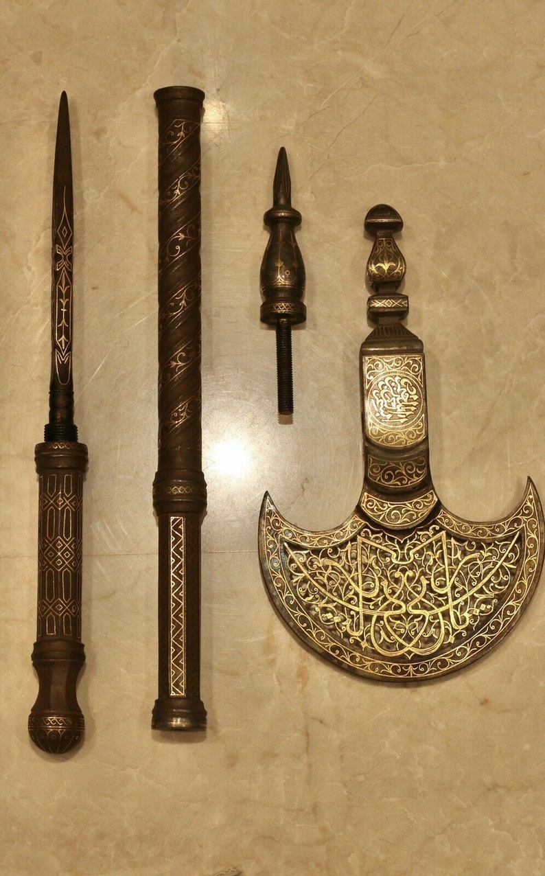 Antique Islamic Warrior Suit of Armor Helmet Shield Battle Axe arm ...