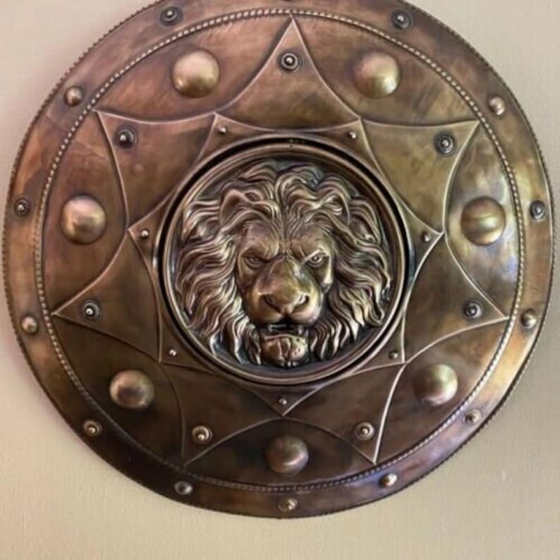 Lion Face Round Shield Medieval Iron Shield Knight Armor Shield Solid ...