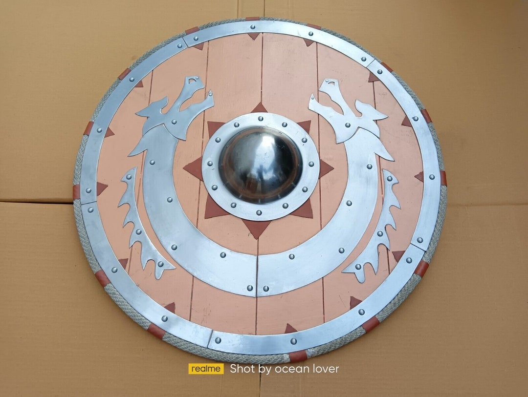 Medieval Warrior Shield Wooden Viking Shield Round Shield Dragon Shield ...