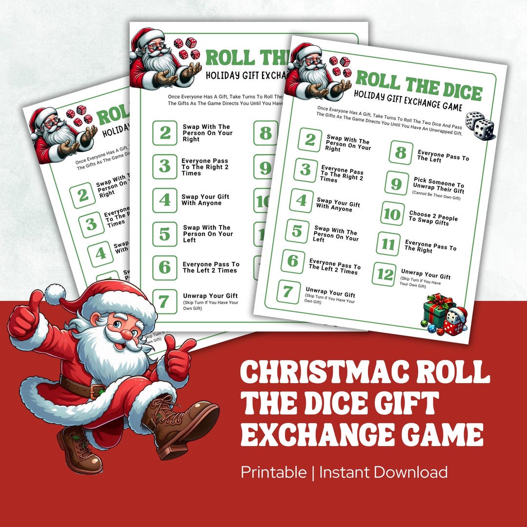 Roll the Dice Game Christmas, Christmas Gift Exchange Dice Game, Gift ...