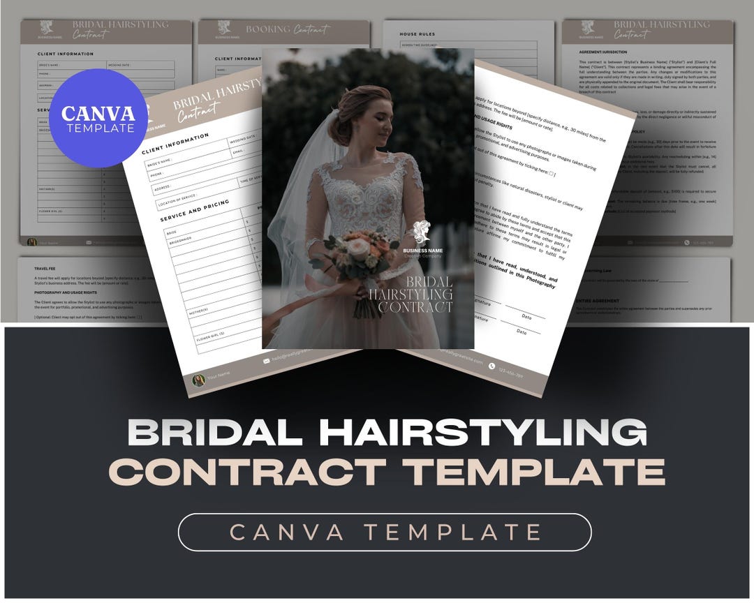 Bridal Hair Contract Template for Wedding Hairstylists | Wedding ...