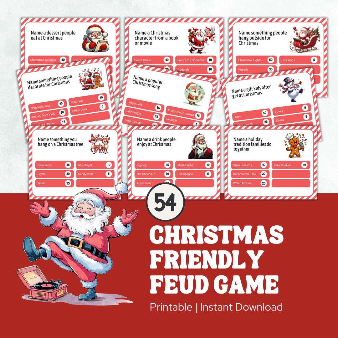 Printable Christmas Family Feud Game for Kids and Adults Christmas ...